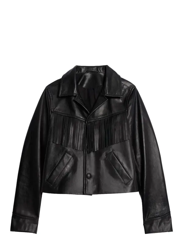 Ami Tasselled Leather Jacket - Black