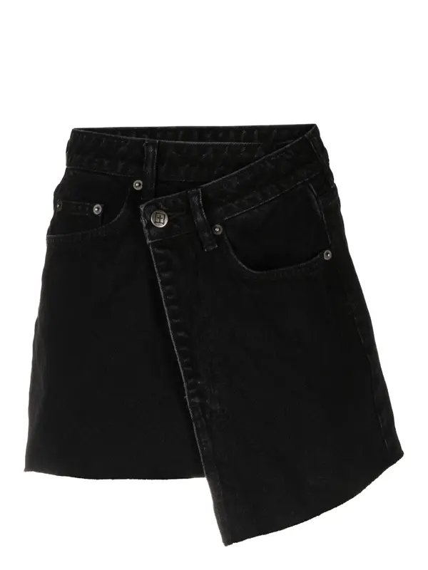 Ksubi Asymmetric Denim Mini Skirt - Black