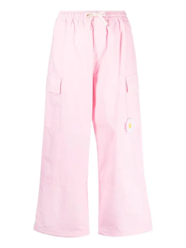 Joshua Sanders Floral-appliqué Cropped Cargo Trousers - Pink