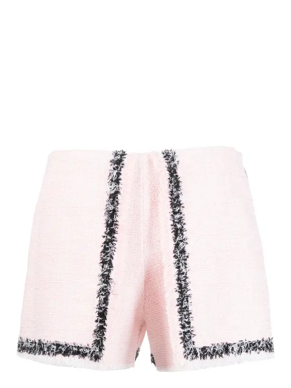 MSGM Frayed-edge Tweed Mini Shorts - Pink