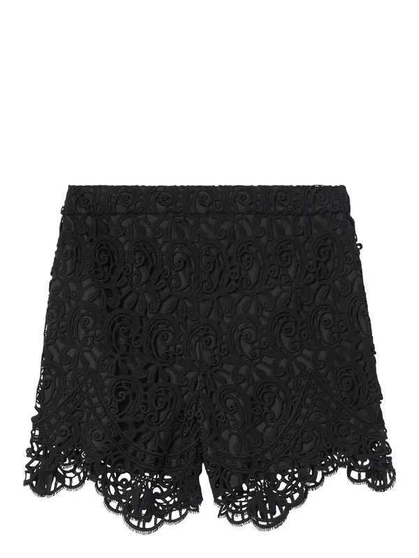 Burberry High-waisted Macramé Lace Shorts - Black