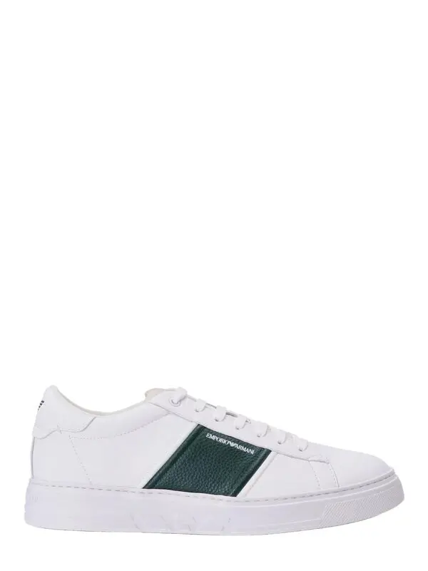 Emporio Armani Logo-print Leather Sneakers - White