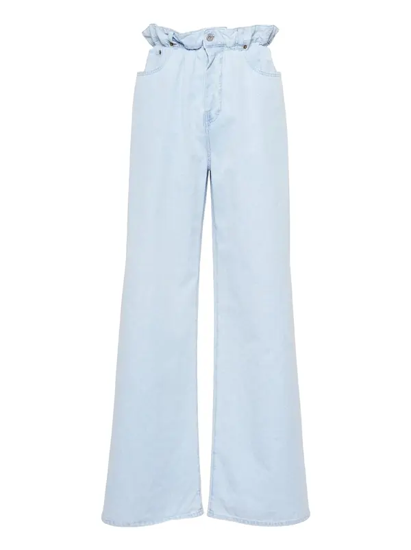 Miu Miu Ruffled Wide-leg Jeans - Blue