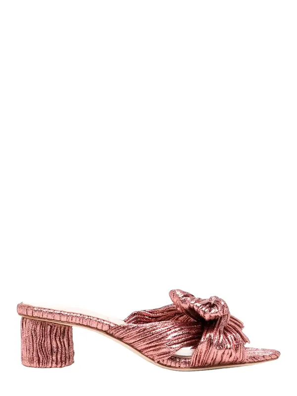 LOEFFLER RANDALL 50mm Metallic-effect Plissé Sandals - Pink