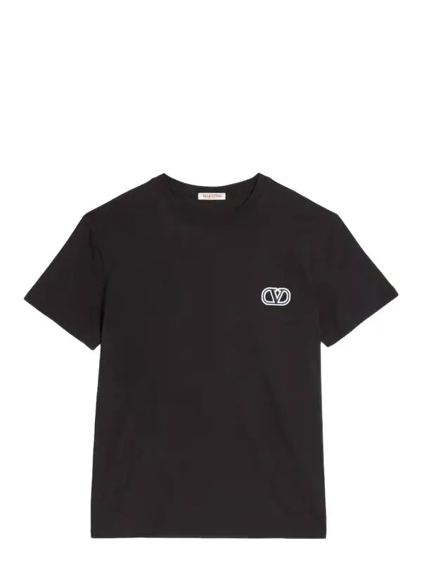 Valentino Garavani Cotton T-shirt With Vlogo Signature Patch - Black