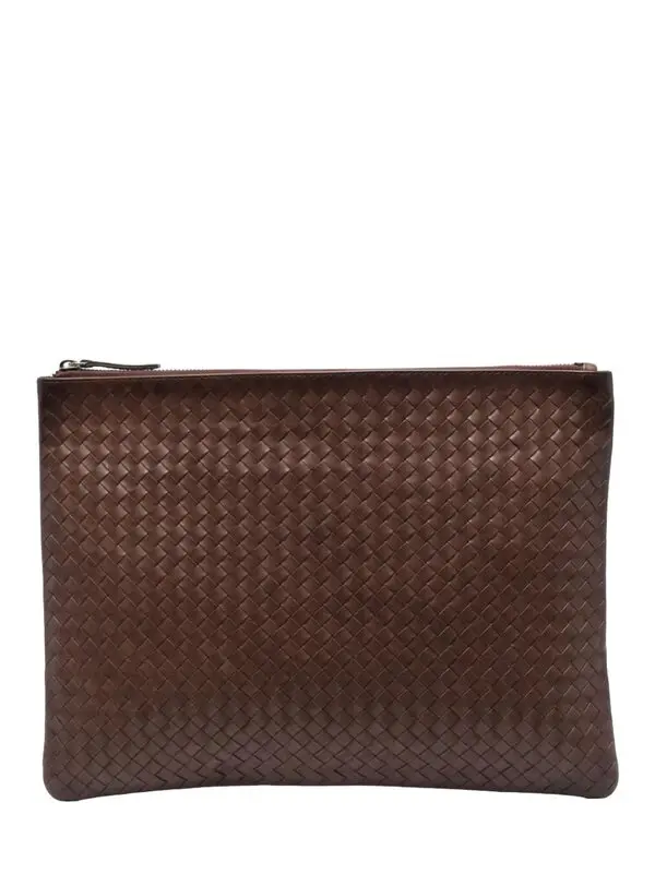 Dragon Diffusion Woven Leather Clutch - Brown