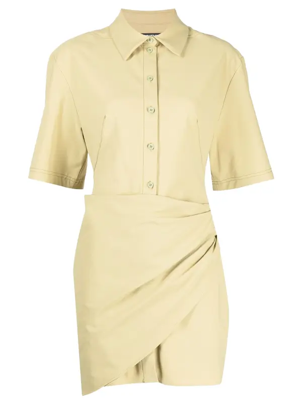 Jacquemus Gathered-detail Shirt Dress - Brown
