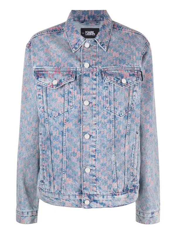Karl Lagerfeld Monogram Denim Jacket - Blue