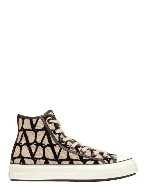 Valentino Garavani Toile Iconographe Totaloop High-top Sneakers - Neutrals