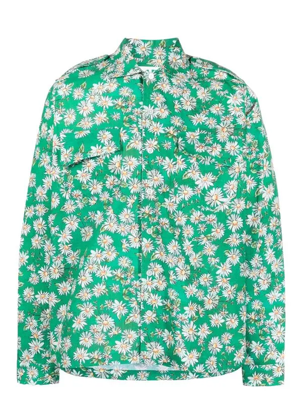 Rhude Daisy-print Long-sleeved Shirt - Green