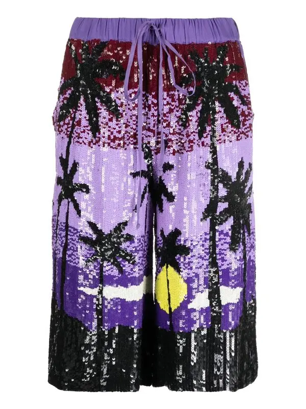 P.a.r.o.s.h Sequin-embellished Drawstring Shorts - Purple