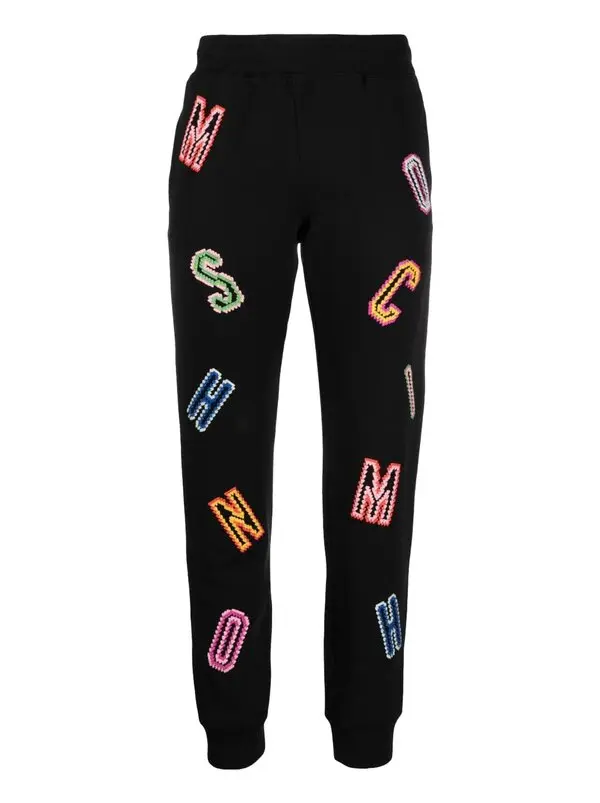 Moschino Logo-embroidered Cotton Track Pants - Black