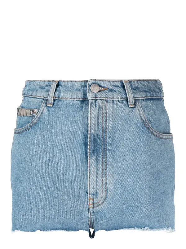 Gcds High-waisted Denim Shorts - Blue