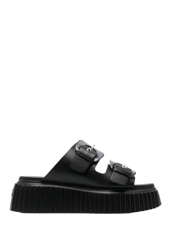 Agl Agatha Double-buckle Slippers - Black