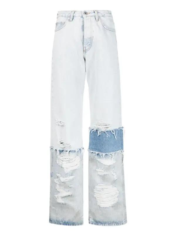 Heron Preston Patchwork Straight-leg Jeans - Blue