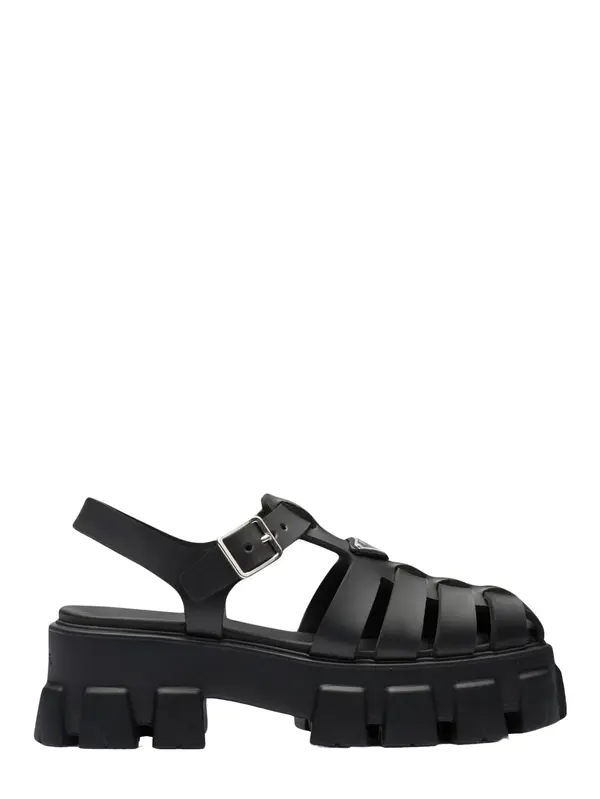 Prada 70mm Monolith Caged Rubber Sandals - Black
