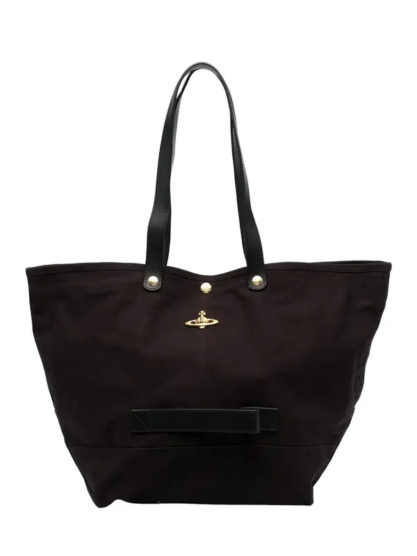 VIVIENNE WESTWOOD Orb Plaque Canvas Tote Bag - Black