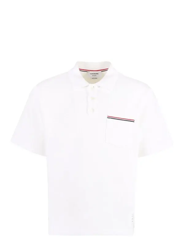 Thom Browne Rwb-stripe Cotton Polo Shirt - White