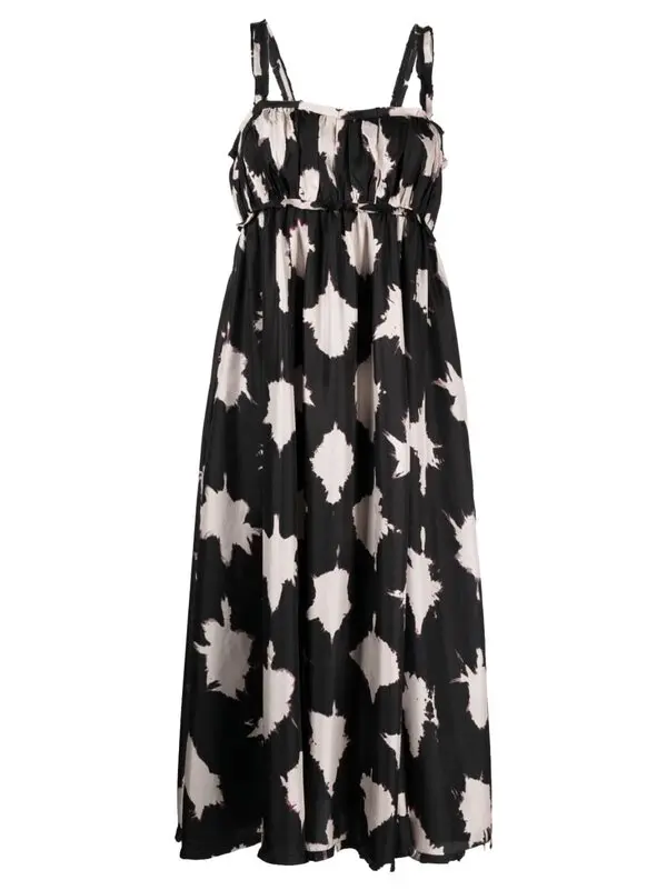 Ulla Johnson Abstract-print Silk Midi Dress - Black
