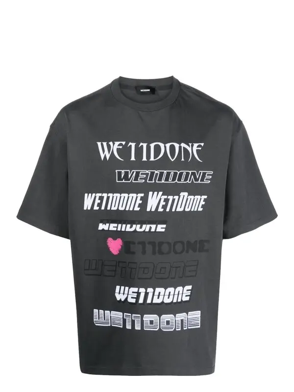 We11Done Logo-print Cotton T-shirt - Grey