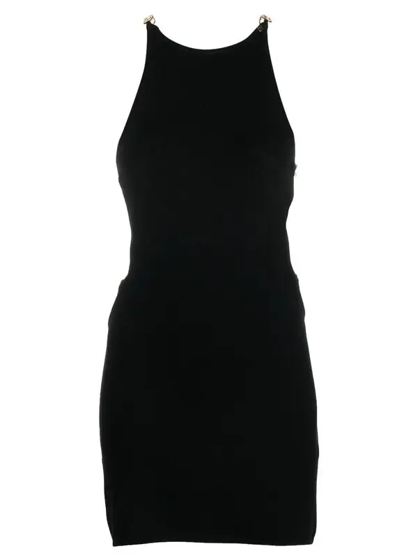 NISSA Chain-link Open-back Mini Dress - Black