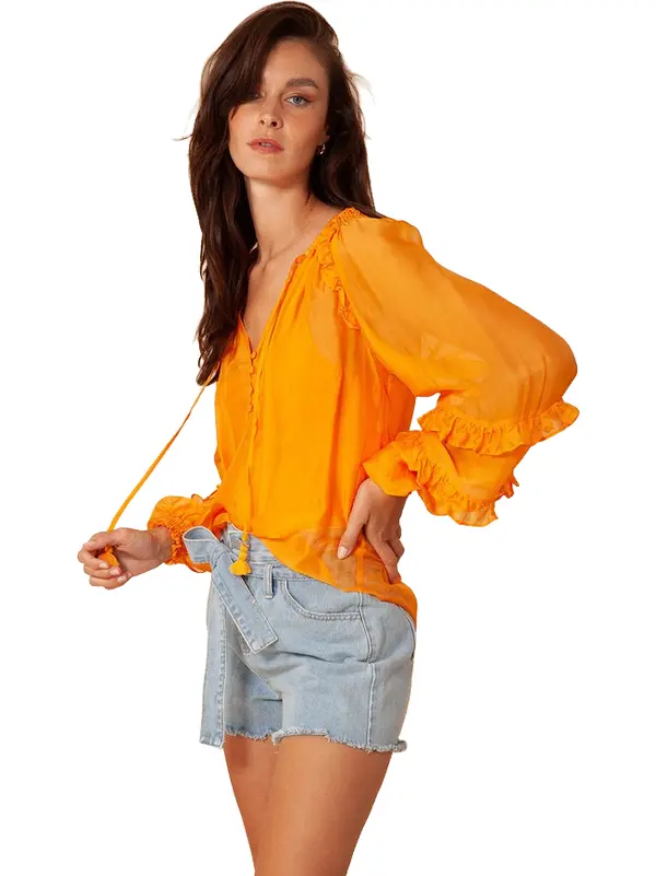 Hale Bob Ciel Chiffon Top - Orange