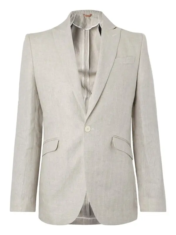FAVOURBROOK Dawlish Ebury Slim-fit Herringbone Linen Suit Jacket - Gray