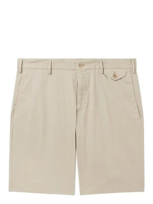 SLOWEAR Slim-fit Straight-leg Stretch-cotton Poplin Bermuda Shorts - Neutrals