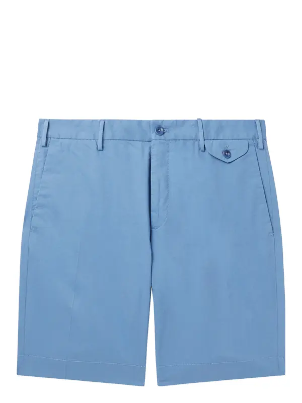 SLOWEAR Slim-fit Stretch-cotton Poplin Bermuda Shorts - Blue