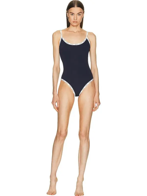 Moncler Scoop Neck One Piece Swimsuit - Blue