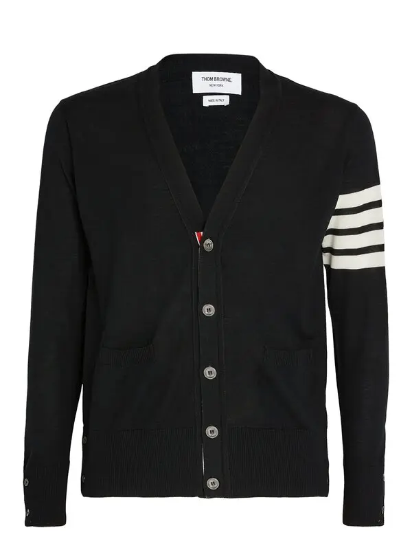 Thom Browne Merino Wool 4-bar Cardigan - Black