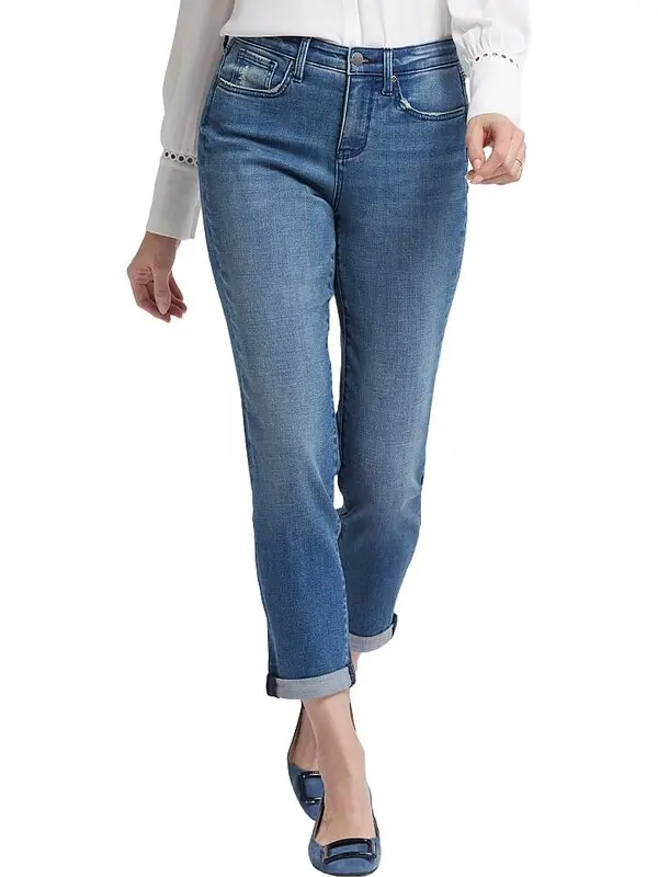 NYDJ Margot Cuffed High Rise Girlfriend Jeans - Cascade Wave