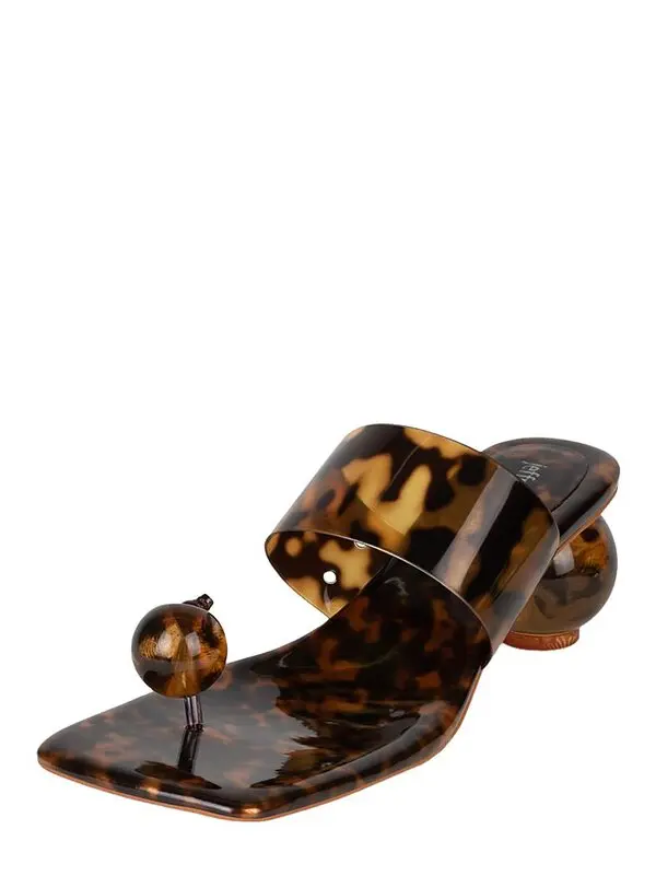 Jeffrey Campbell Latus Sphere Heel Slide Sandals - Tortoise