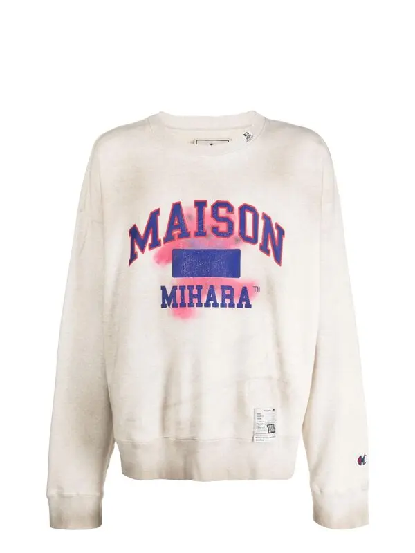 Mihara Yasuhiro Logo Print Cotton Sweatshirt - Neutrals