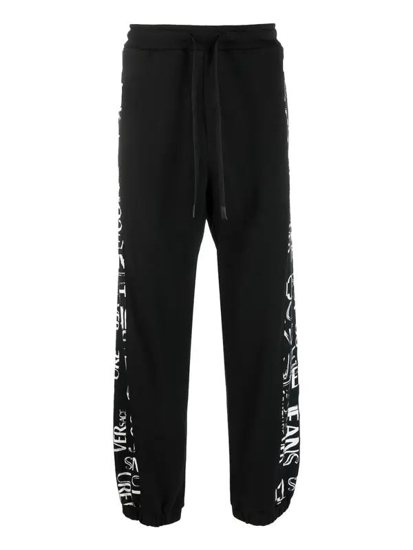 Versace Logo-print Cotton Track Pant - Black