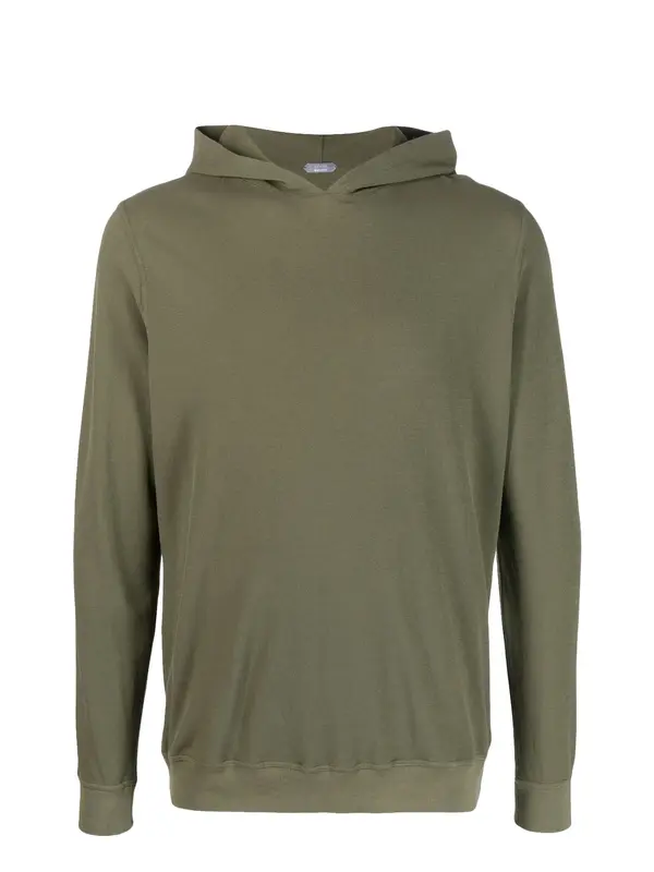ZANONE Cotton Long-sleeved Hoodie - Green