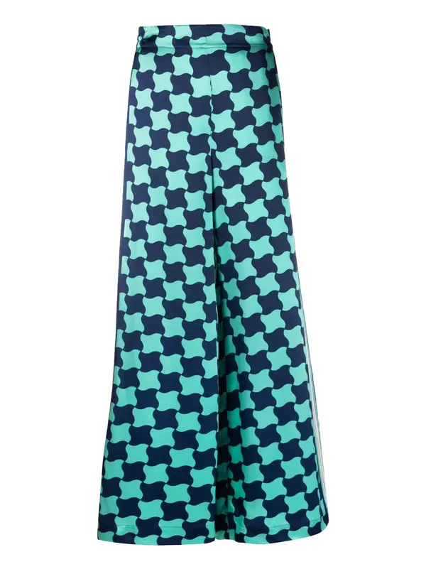 Casablanca Pool Tile Silk Trousers - Blue