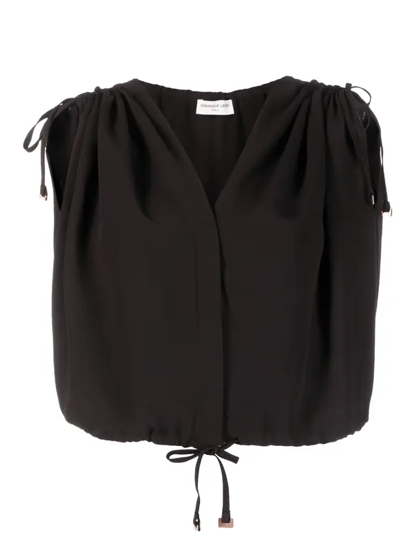 Veronique Leroy Draped-shoulder Cropped Top - Brown