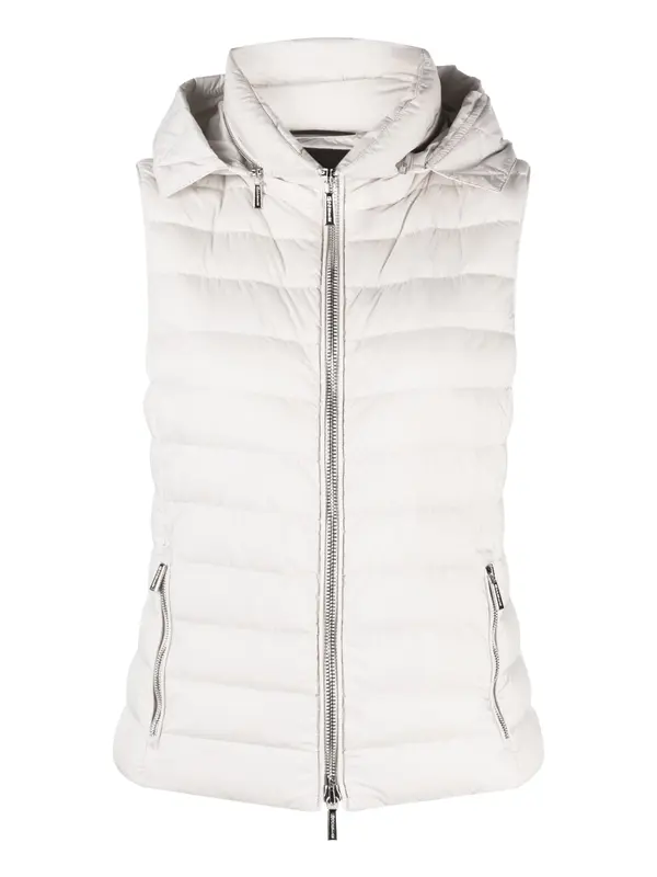 MOORER Padded Gilet With Detachable Hood - Neutrals