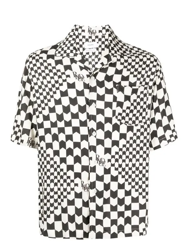 Rhude Two-tone Geometric-print Shirt - Black