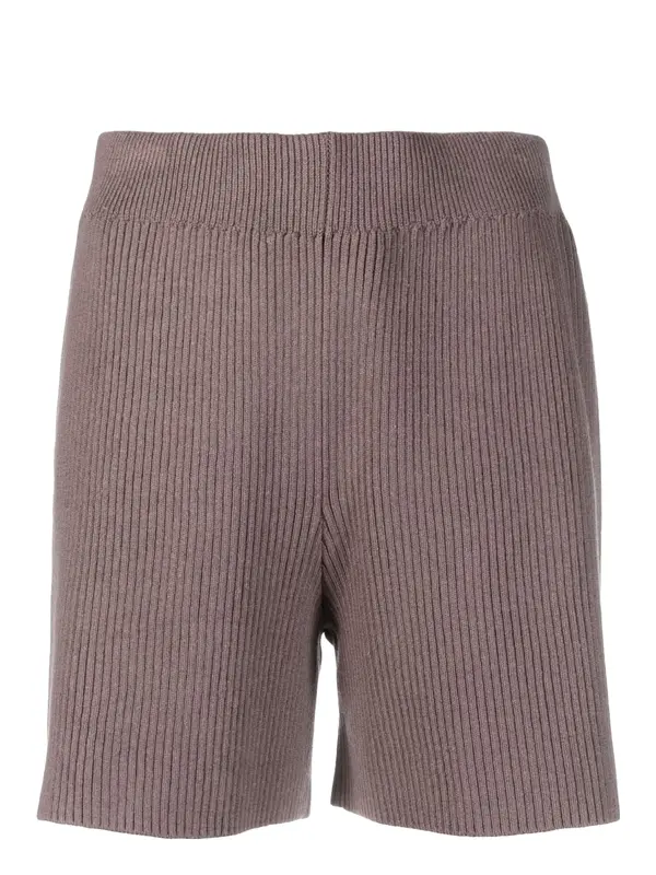 JOSEPH Ribbed-knit Silk-blend Thigh-length Shorts - Brown
