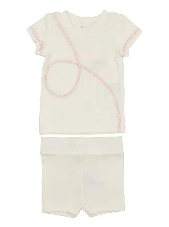 MANIÈRE Spiral Stitch Cotton Knit T-shirt & Shorts Set - White