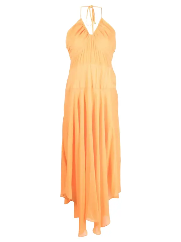 Dkny Crinkle Rayon Maxi Dress - Orange