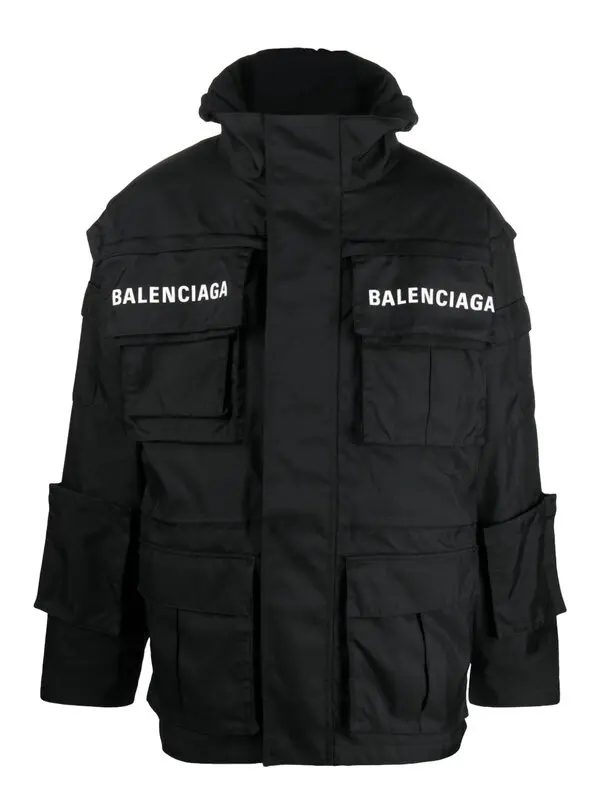 Balenciaga Logo-print Oversized Technical Parka - Black