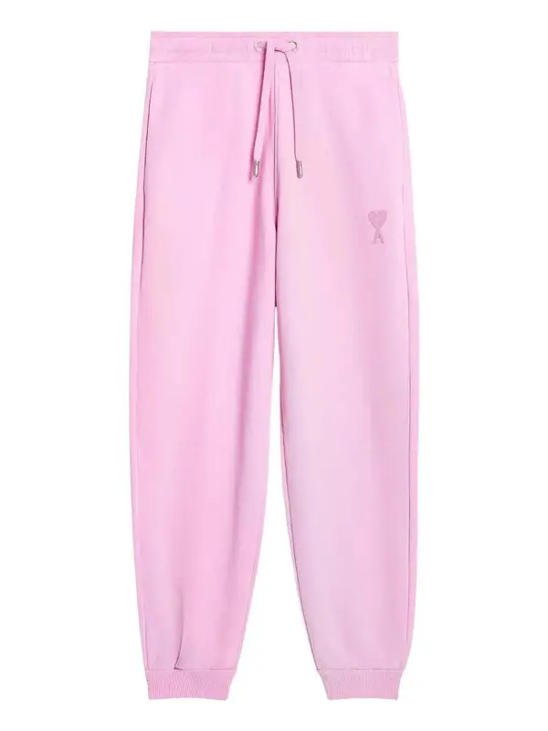 Ami Embroidered-logo Cotton Track Pants - Pink