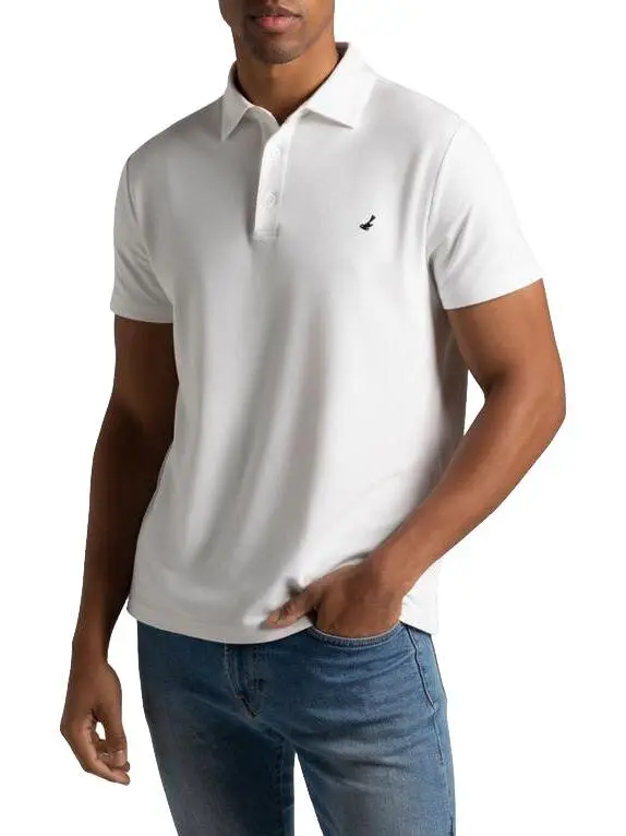 HYPERNATURAL El Capitán Classic Fit Supima® Cotton Blend Piqué Golf Polo - White