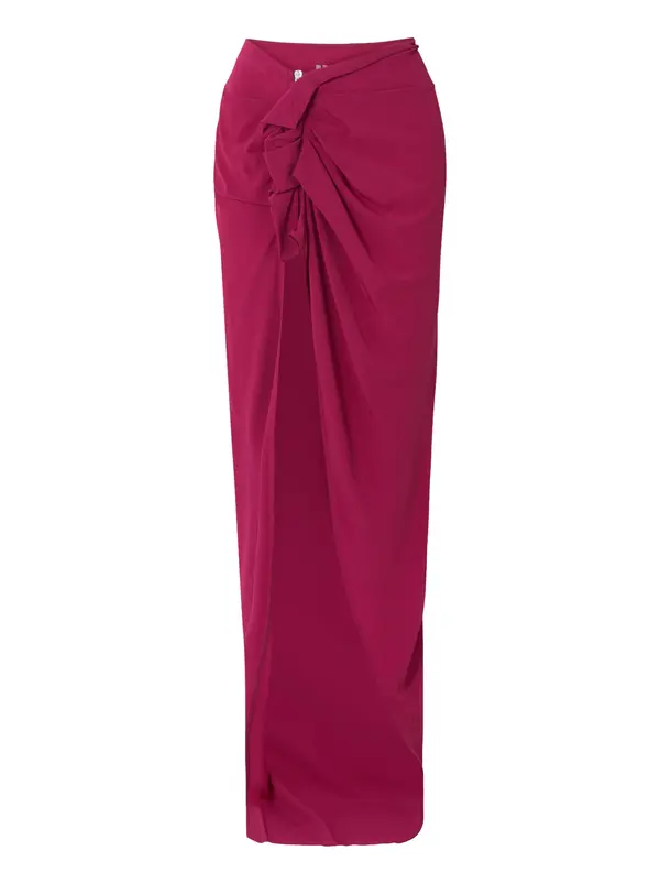 Rick Owens Gathered Asymmetric Crepe Maxi Skirt - Pink