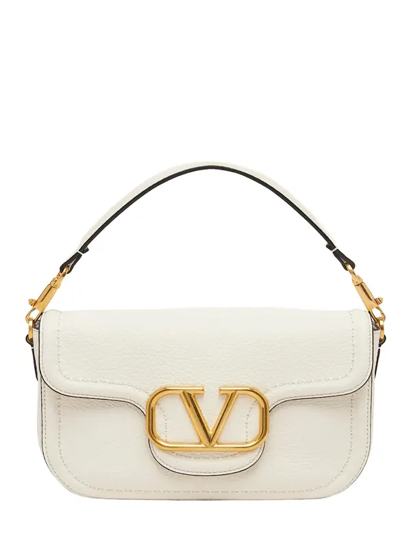 Valentino Garavani Vlogo Flap Leather Shoulder Bag - Ivory