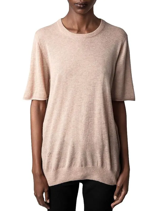 Zadig&Voltaire Ida Short Sleeve Cashmere Sweater - Blush