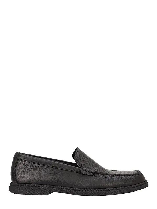 BOSS Sienne Moc Toe Loafers - Black Leather Tonal